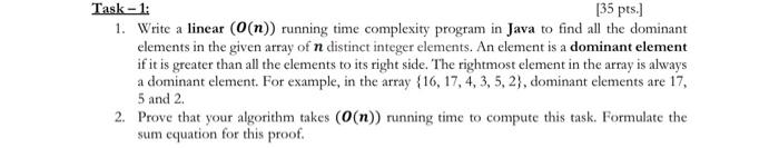 Solved 1. Write a linear (O(n)) running time complexity | Chegg.com