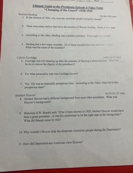 Ultimate Guide to the Presidents-Episode 6-Video | Chegg.com