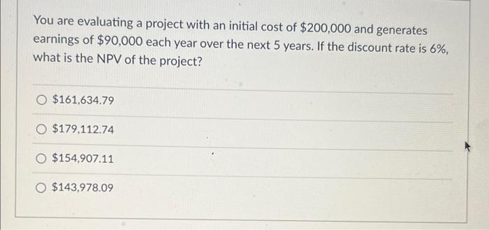 Solved You are evaluating a project with an initial cost of | Chegg.com