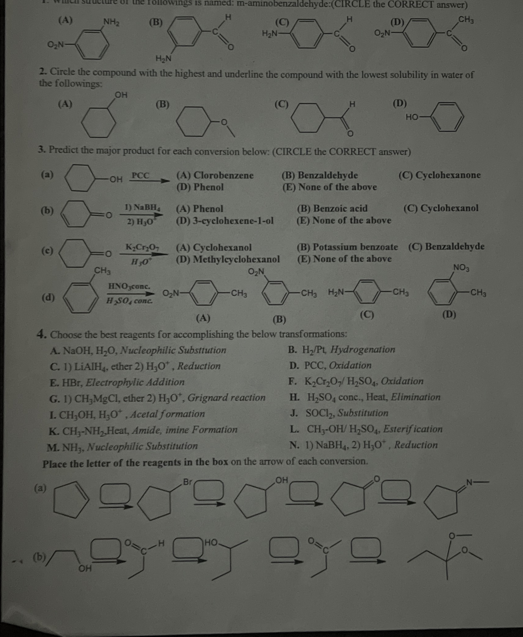 Solved Circle the compound with the highest and underline | Chegg.com