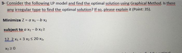 Solved 3- Consider the following LP model and find the | Chegg.com