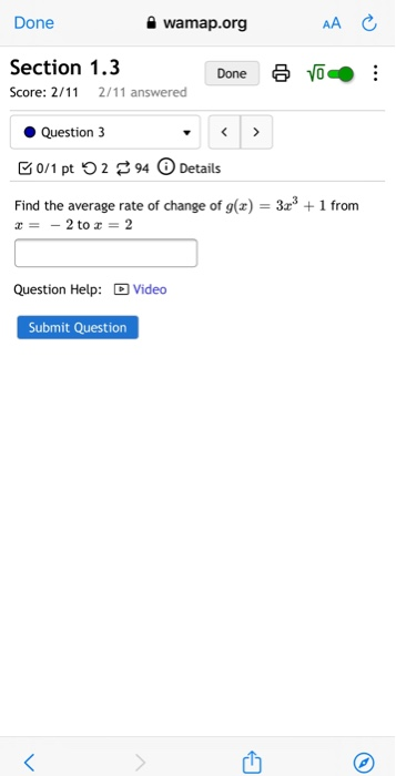 Solved Done wamap.org AA Section 1.3 Score: 2/11 2/11 | Chegg.com