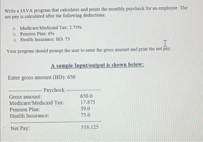 Solved Write a JAVA program that calculates and prints the | Chegg.com