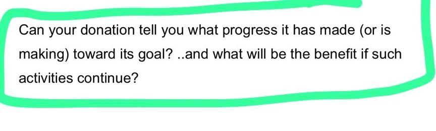 Can your donation tell you what progress it has made | Chegg.com
