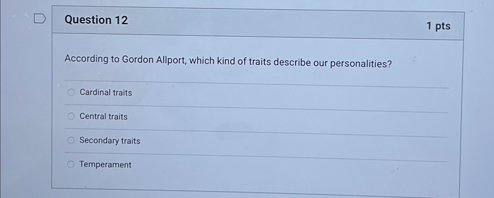 Solved Question 121 ﻿ptsAccording to Gordon Allport, which | Chegg.com