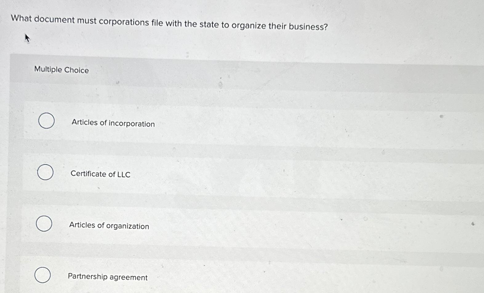 Solved What document must corporations file with the state | Chegg.com