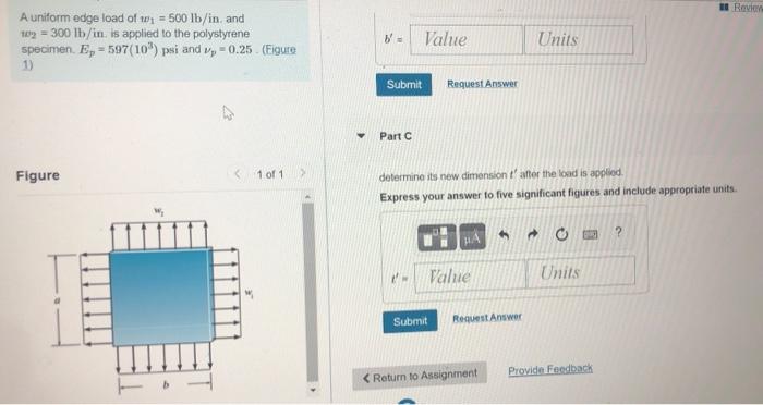 Solved A uniform edge load of j = 500 lb/in and by = 300 | Chegg.com