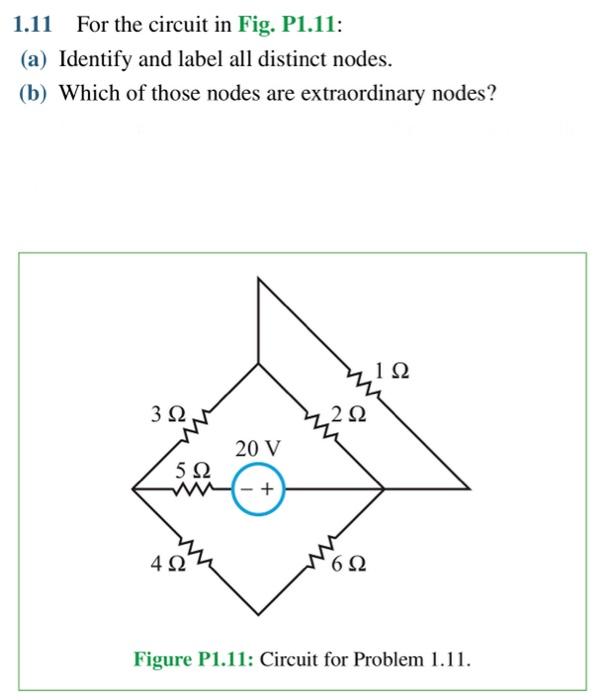 Solved 1.11 For the circuit in Fig. P1.11: (a) Identify and | Chegg.com