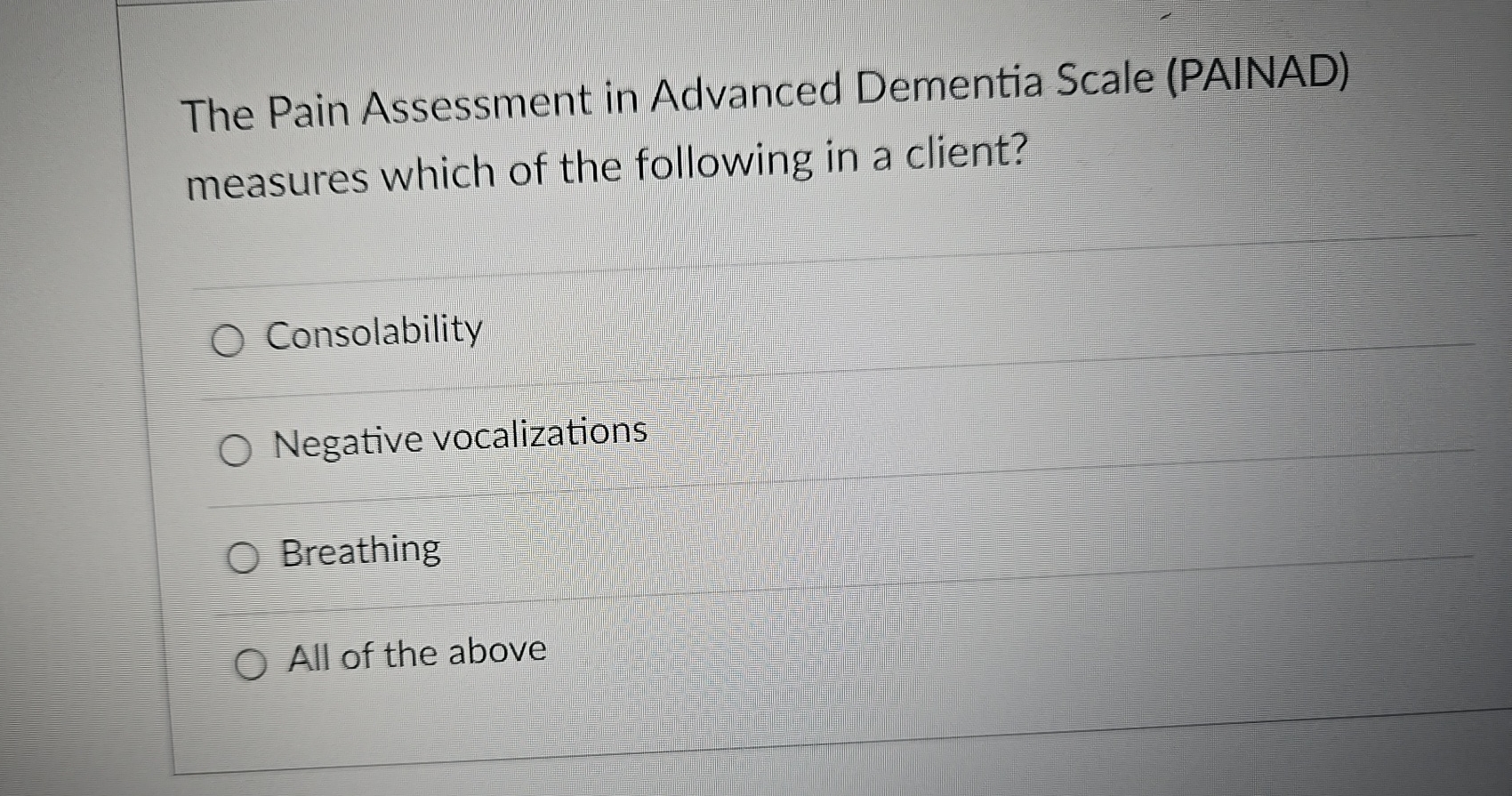 Solved The Pain Assessment in Advanced Dementia Scale | Chegg.com