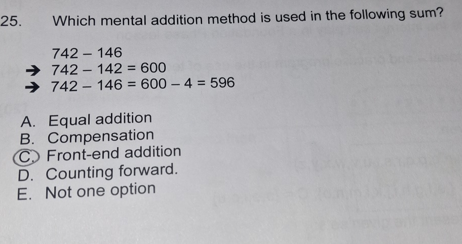 Solved Which mental addition method is used in the following | Chegg.com