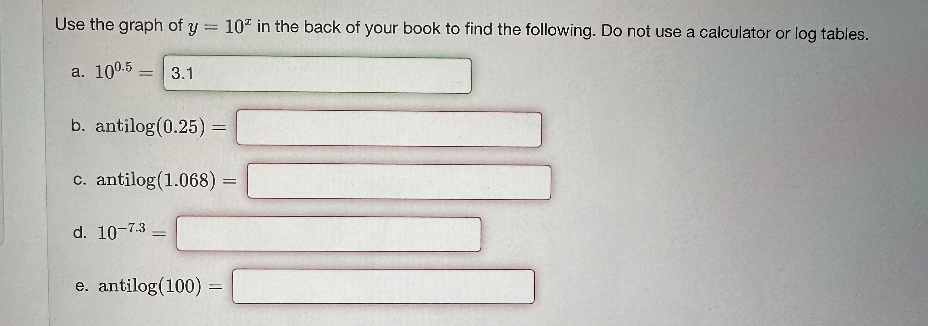 Solved Use the graph of y=10x ﻿in the back of your book to | Chegg.com