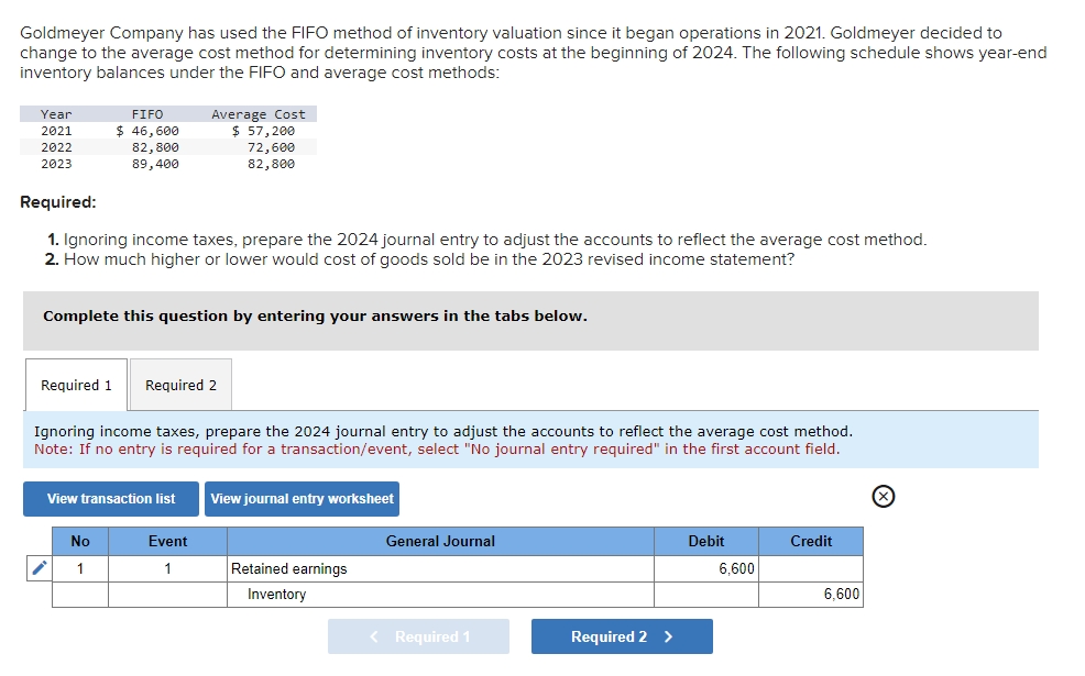 Solved Goldmeyer Company has used the FIFO method of | Chegg.com