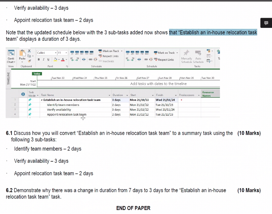 Solved Verify availability -3 ﻿daysAppoint relocation task | Chegg.com