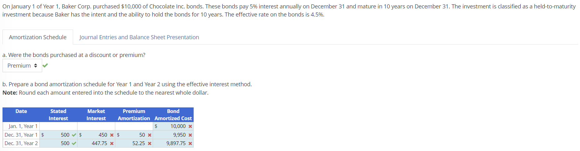 Solved investment because Baker has the intent and the | Chegg.com