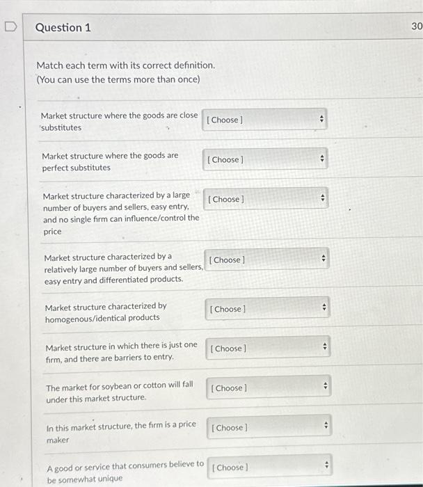 Solved D Question 1 Match each term with its correct | Chegg.com