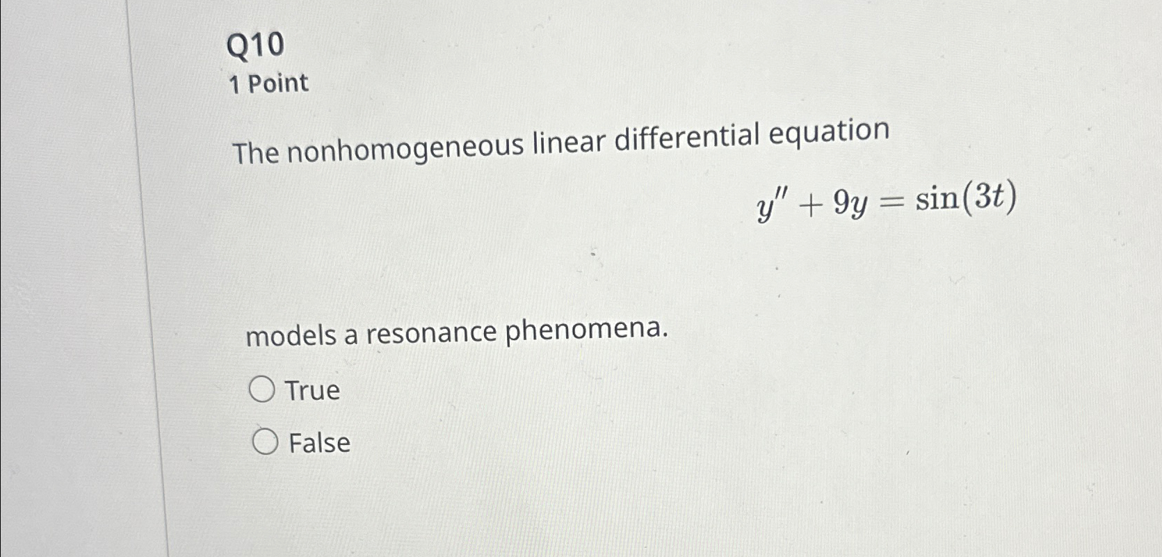 Solved Q101 ﻿PointThe nonhomogeneous linear differential | Chegg.com