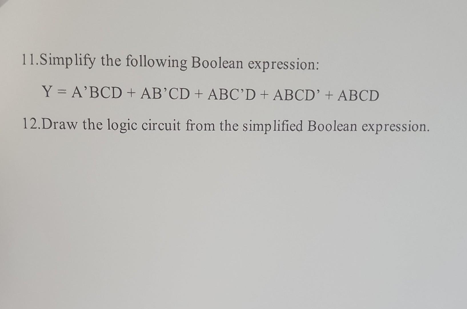 9 Simplify The Following Boolean Expression