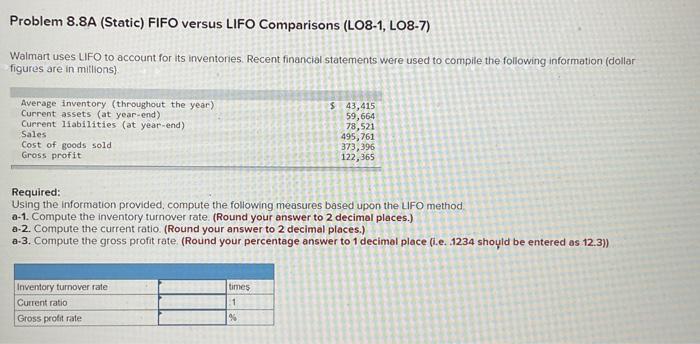Solved Problem 8.8A (Static) FIFO versus LIFO Comparisons | Chegg.com