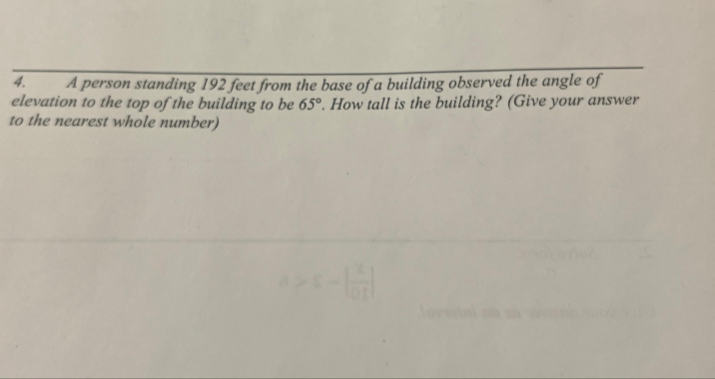 Solved A person standing 192 ﻿feet from the base of a | Chegg.com