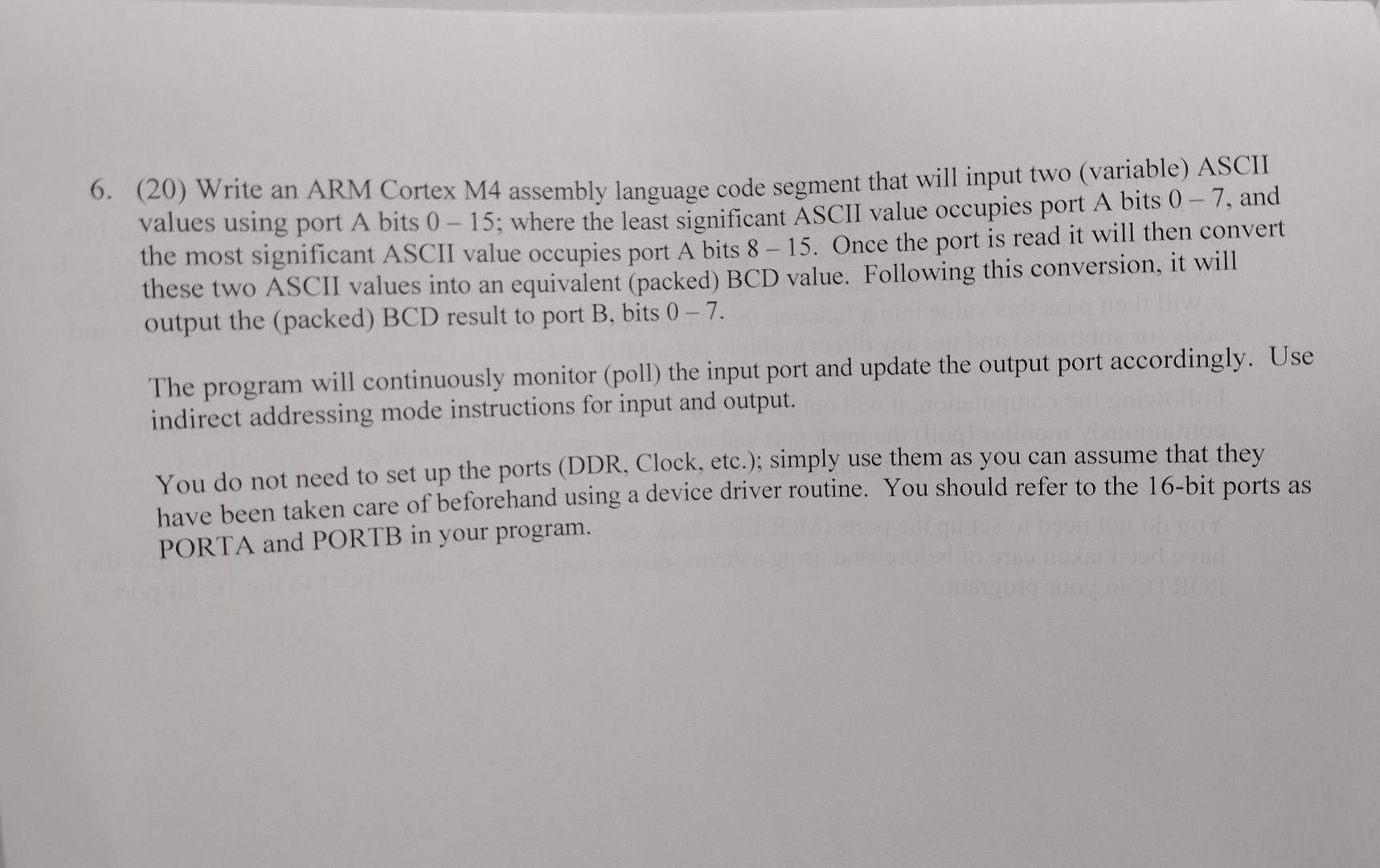 Solved 6 20 Write An Arm Cortex M4 Assembly Language Code