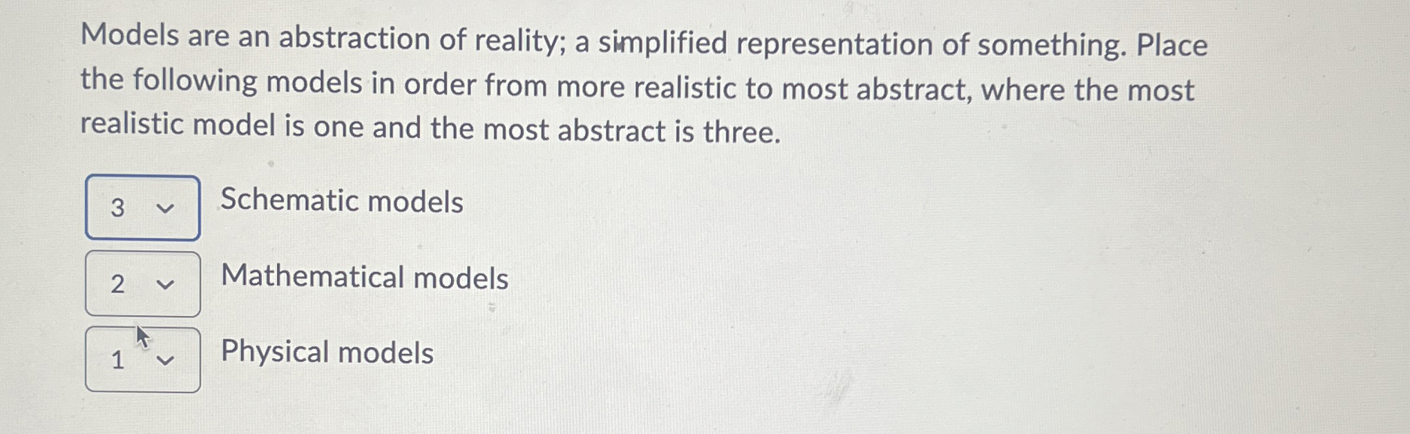 Solved Models are an abstraction of reality; a simplified | Chegg.com