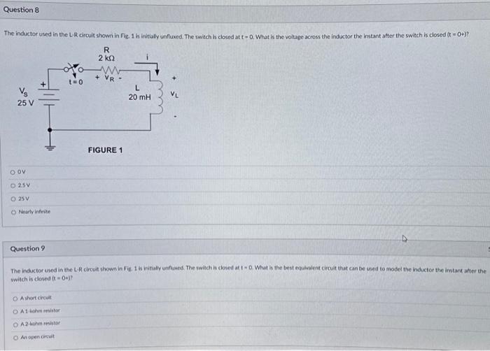 Solved The inductor used in the L-R circuit shown in Fie, 1k | Chegg.com