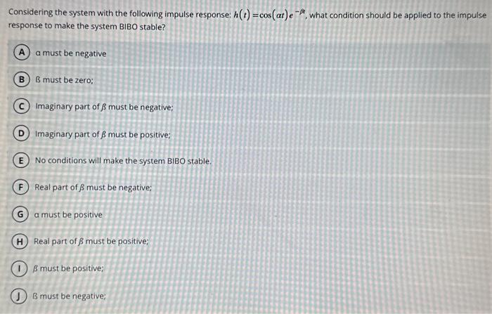 Solved Considering the system with the following impulse | Chegg.com