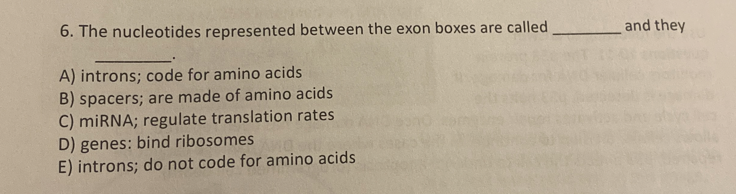 Solved The nucleotides represented between the exon boxes | Chegg.com