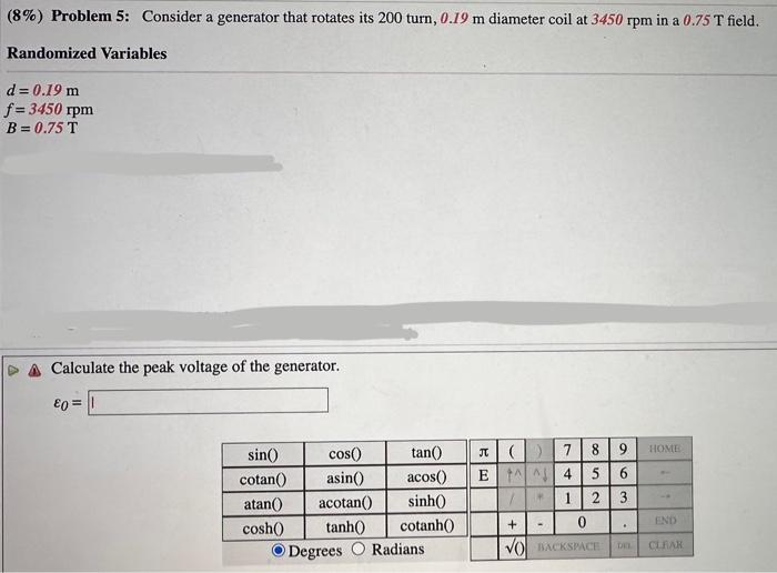 Solved (8\%) Problem 5: Consider a generator that rotates | Chegg.com