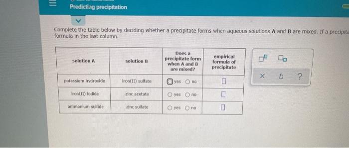 Solved Predicting precipitation Complete the table below by | Chegg.com
