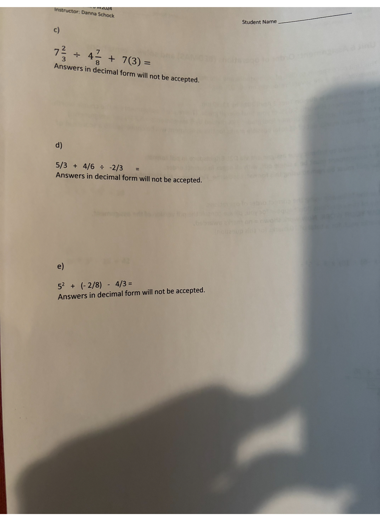 Solved Instructor: Danna Schockc)Student | Chegg.com