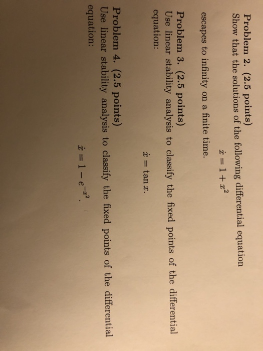 Solved Problem 4. (2.5 points) Use linear stability analysis | Chegg.com