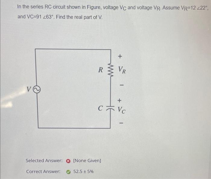 Solved In the series RC circuit shown in Figure, voltage VC | Chegg.com