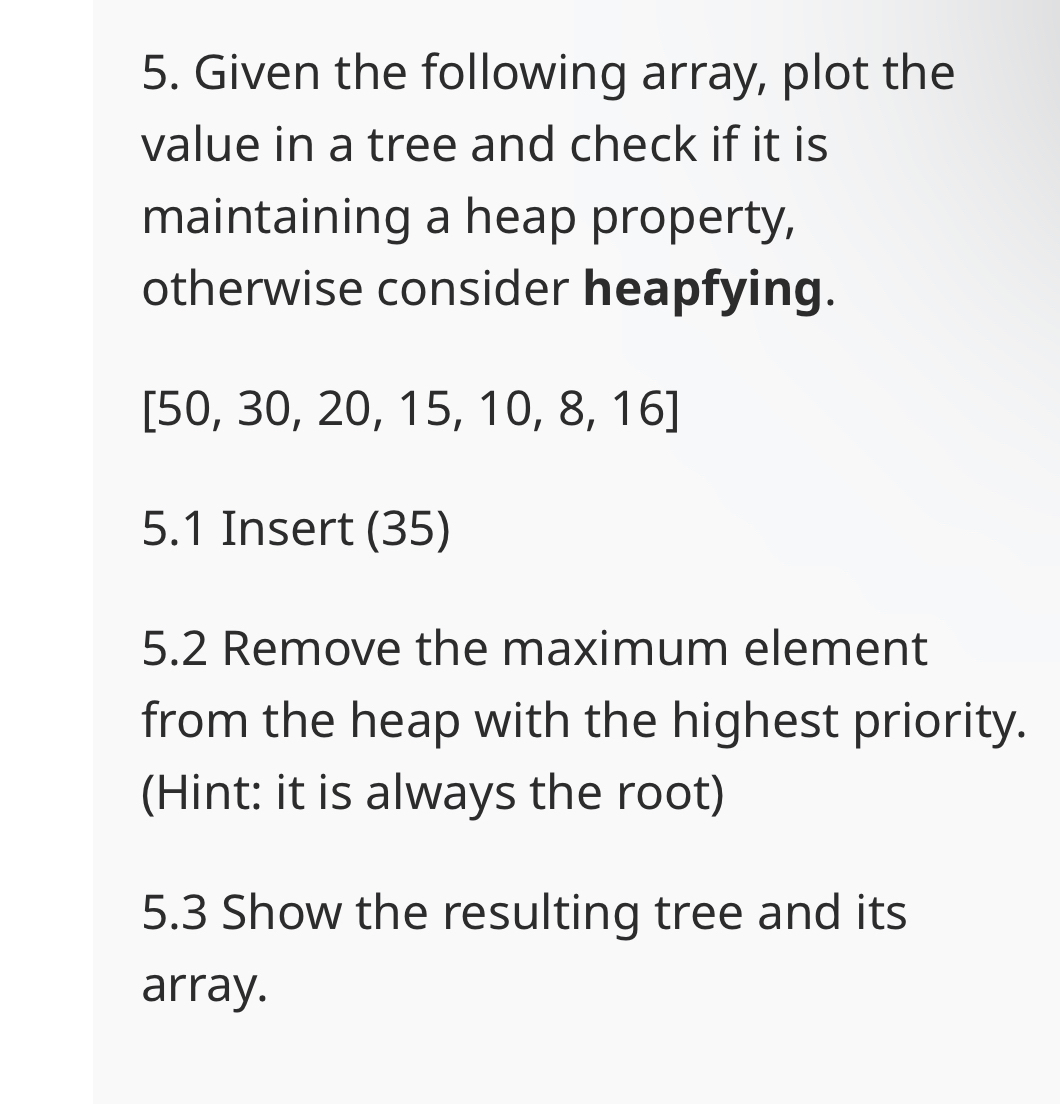 Solved Given the following array, plot the value in a tree | Chegg.com