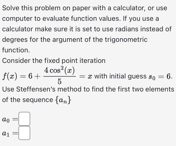 Solved Solve this problem on paper with a calculator, or use | Chegg.com