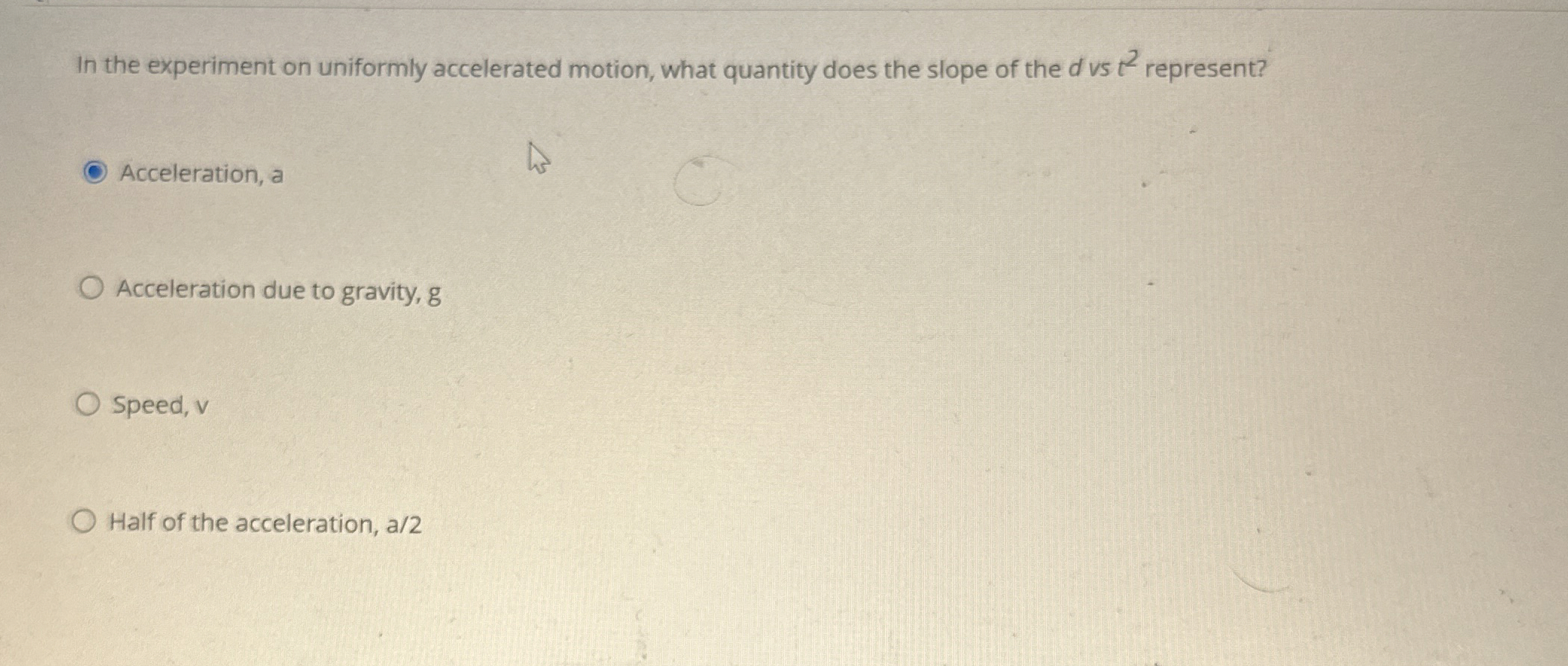 Solved In the experiment on uniformly accelerated motion, | Chegg.com