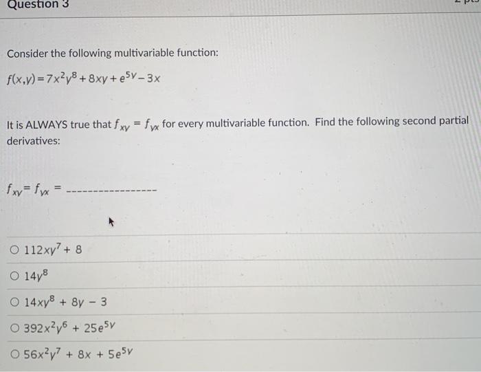 Solved Question 1 Consider the following multivariable | Chegg.com