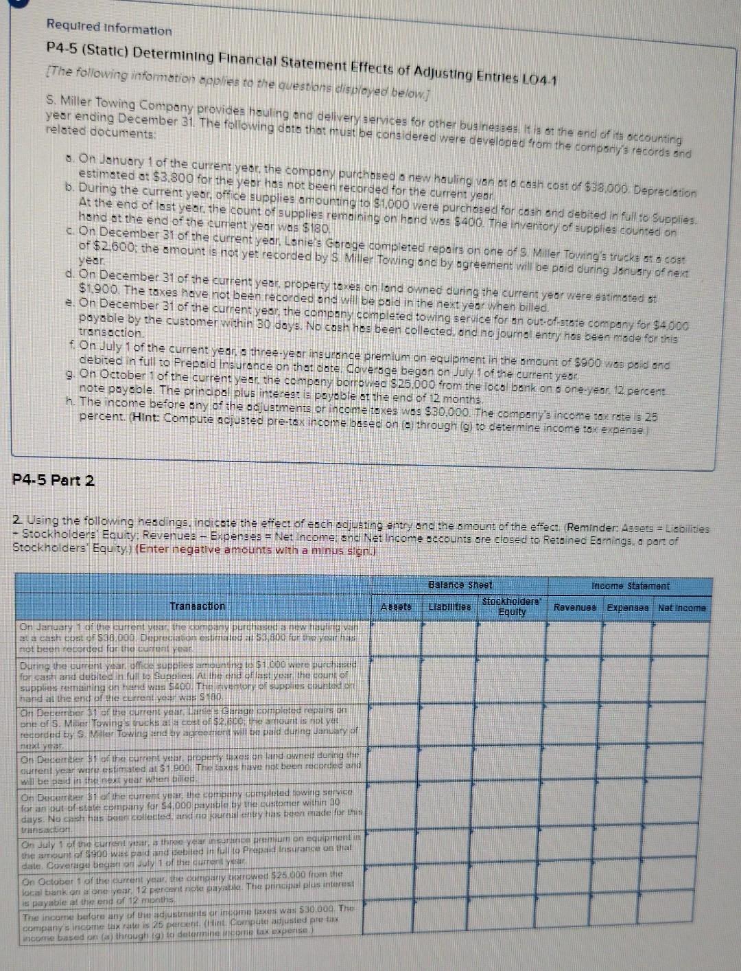 Solved Required information P4-5 (Static) Determining | Chegg.com