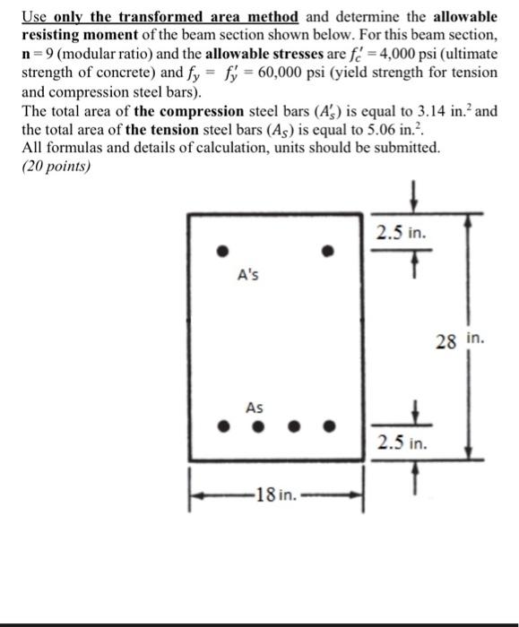 Solved Use only the transformed area method and determine | Chegg.com