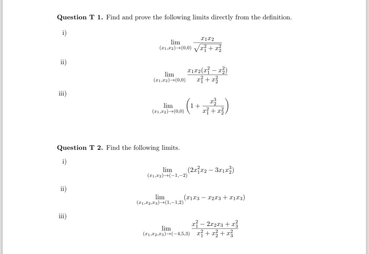Solved Question T 1. ﻿Find and prove the following limits | Chegg.com