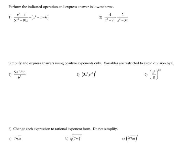Solved Perform the indicated operation and express answer in | Chegg.com