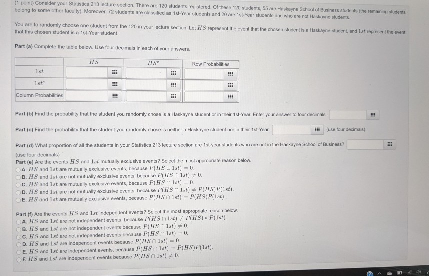 Solved (1 point) Consider your Statistics 213 lecture | Chegg.com