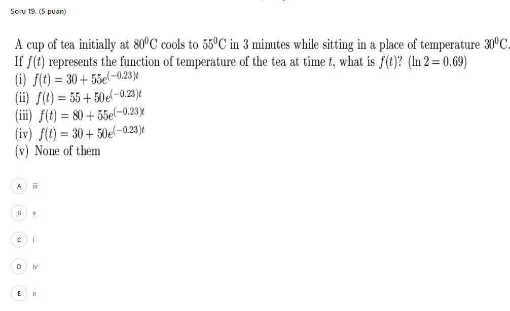 Solved A cup of tea initially at 80∘C cools to 55∘C in 3 | Chegg.com