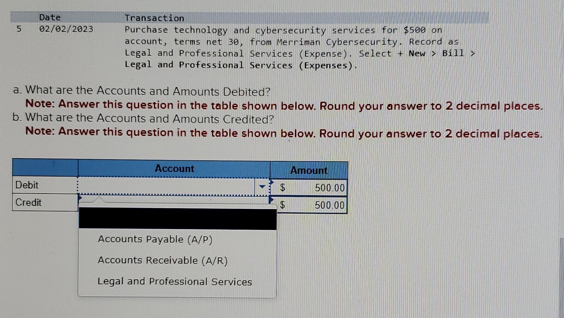 Solved a. What are the Accounts and Amounts Debited? Note: | Chegg.com