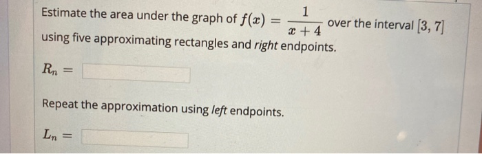 Solved 1 Estimate the area under the graph of f(x) = - * | Chegg.com