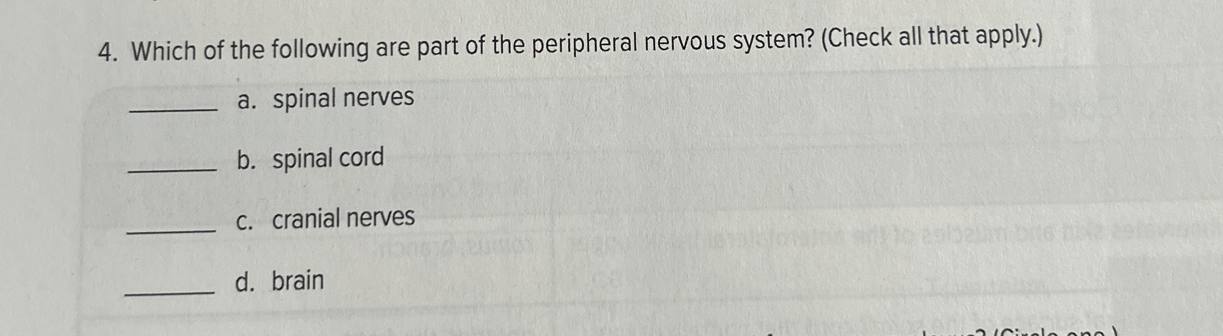 Solved Which of the following are part of the peripheral | Chegg.com