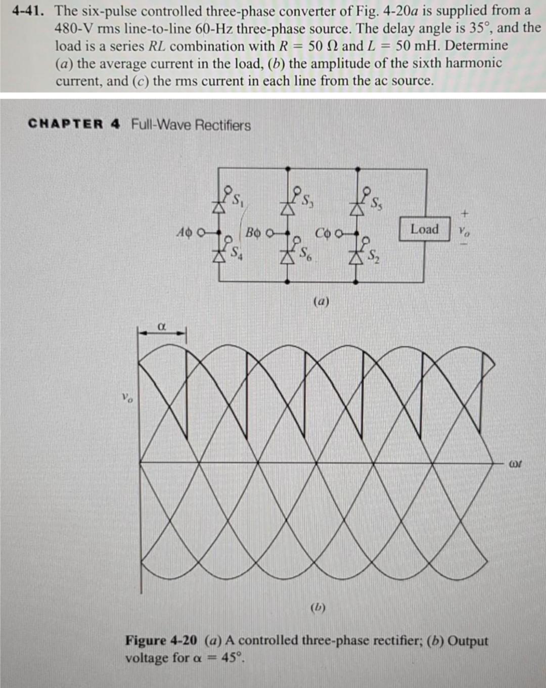 Solved 4-41. The six-pulse controlled three-phase converter | Chegg.com