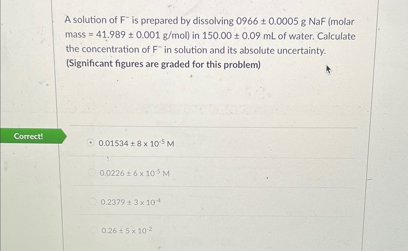 Solved A solution of F-is prepared by dissolving | Chegg.com