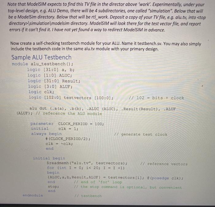 Create a 32-bit ALU in System Verilog. Name the file | Chegg.com