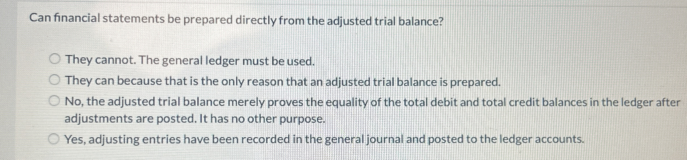 Solved Can financial statements be prepared directly from | Chegg.com